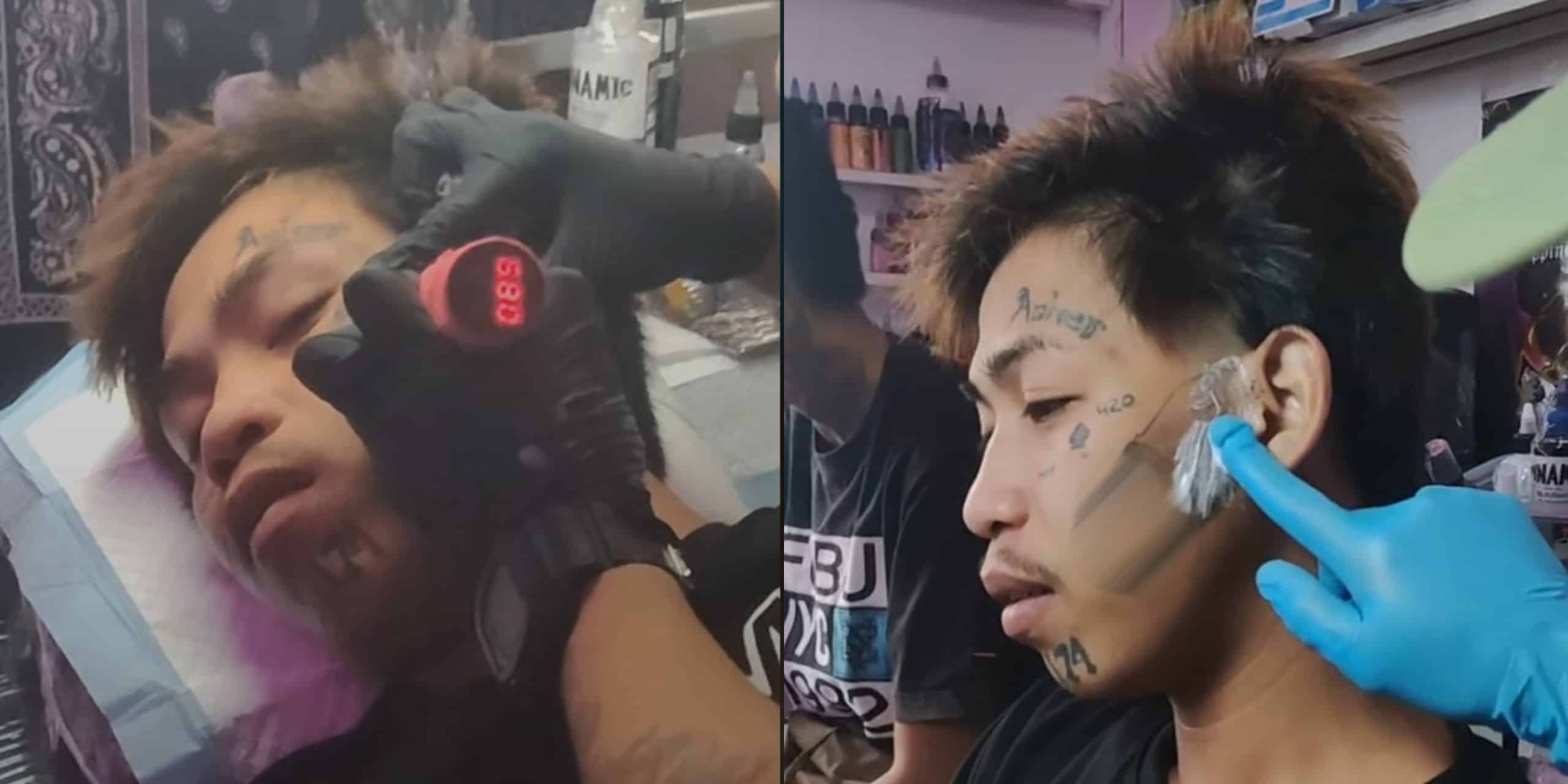 Netizens express dismay after an artist tattooed his client's face with ...