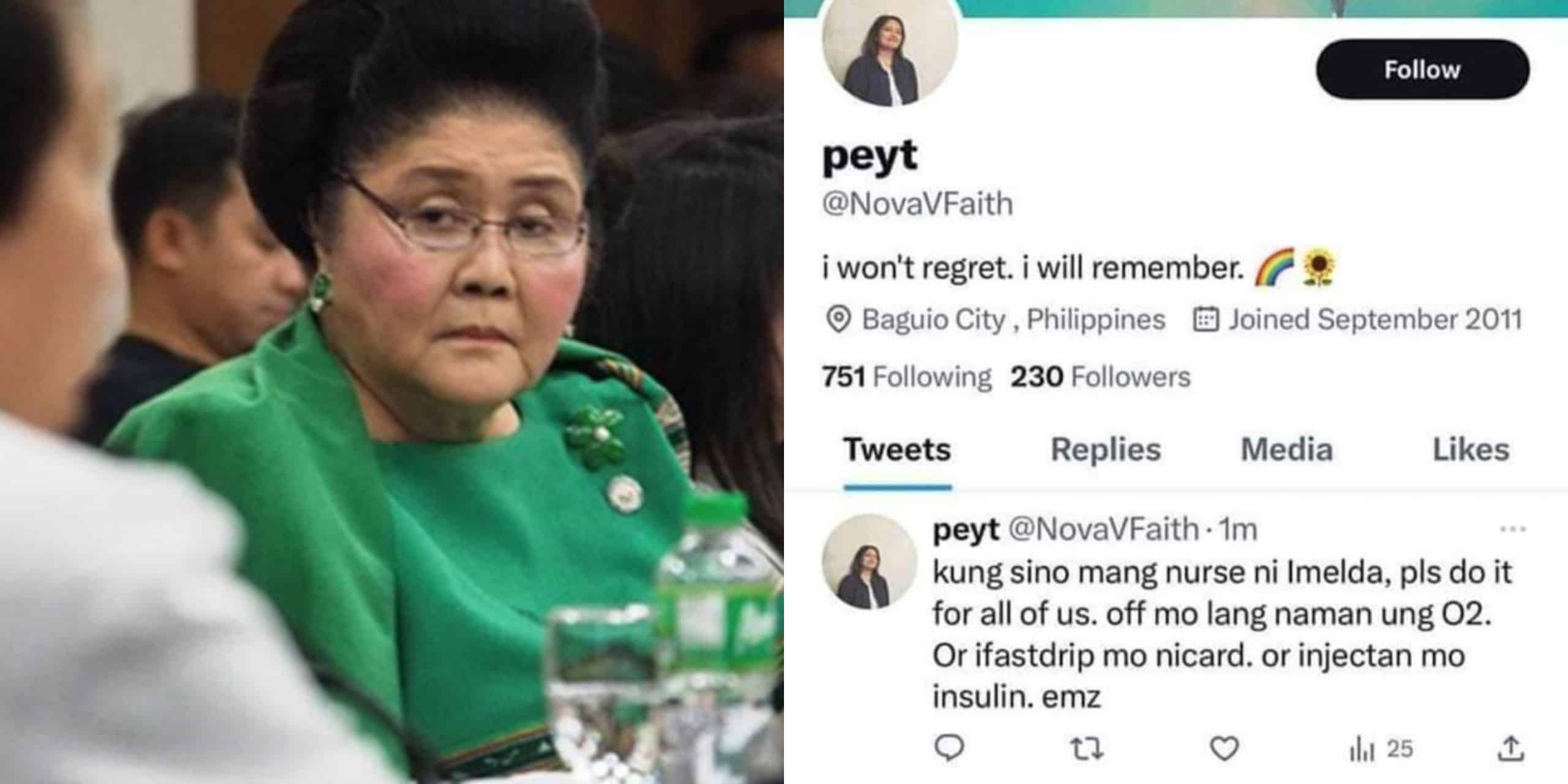 Nurse na diumano'y sinabi na tanggalan ng oxygen si Imelda Marcos, na ...
