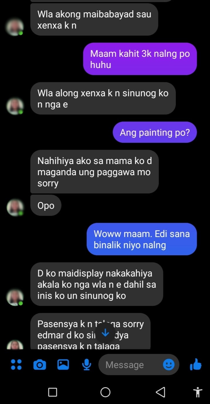 Pintor, inireklamo ang guro na sinunog ang pinagawang painting sa kanya: "Sana binalik niyo ...