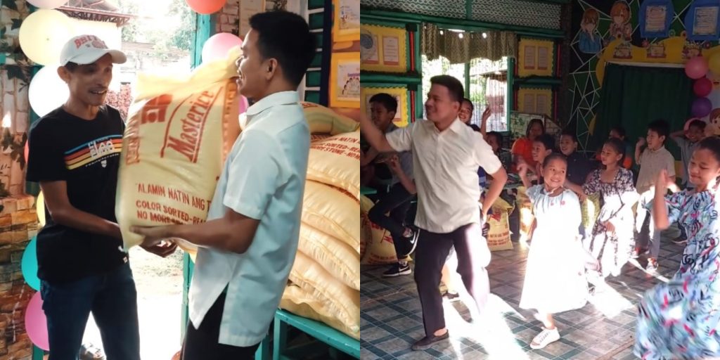 Teacher-vlogger Jeric Maribao distributed one sack of rice for every ...