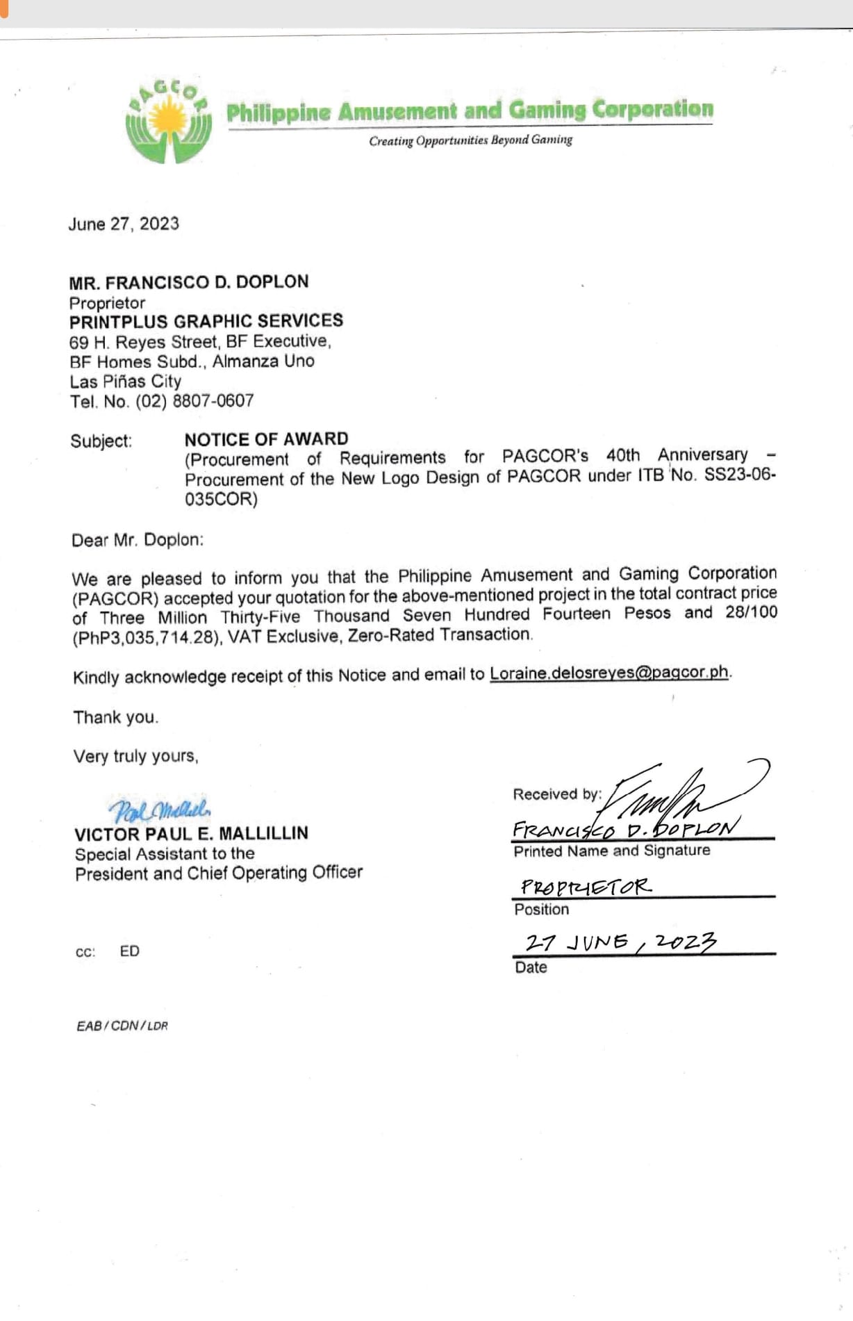 Work from home? PAGCOR's new logo creator office located at a subdivision