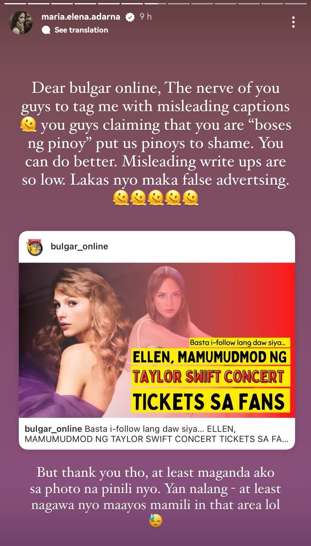 Ellen Adarna calls out Bulgar's apology: 'Ikaw na nagkamali, ganito ka ...