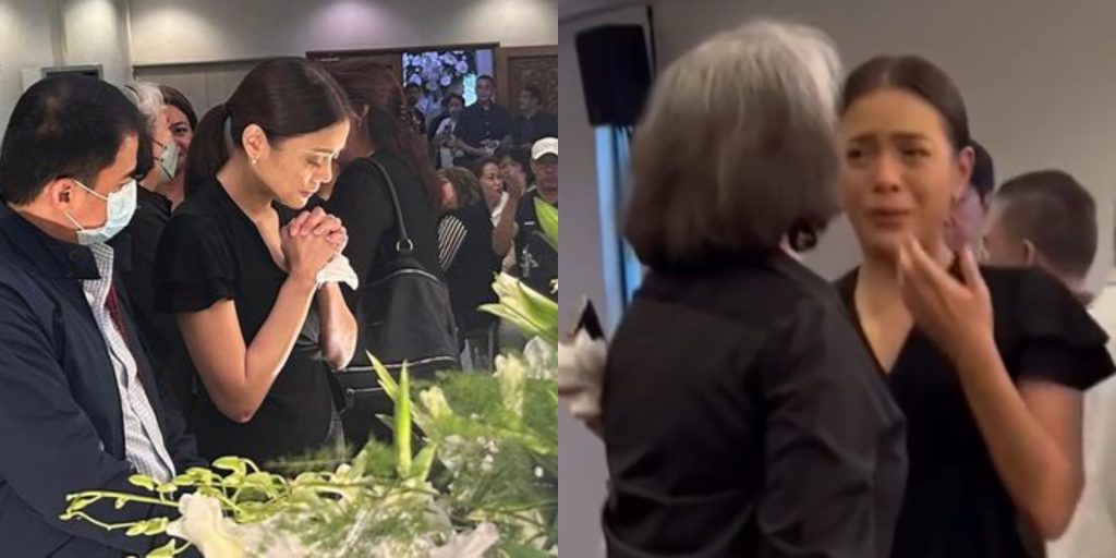 Vicky Morales in tears after she visits Mike Enriquez's wake