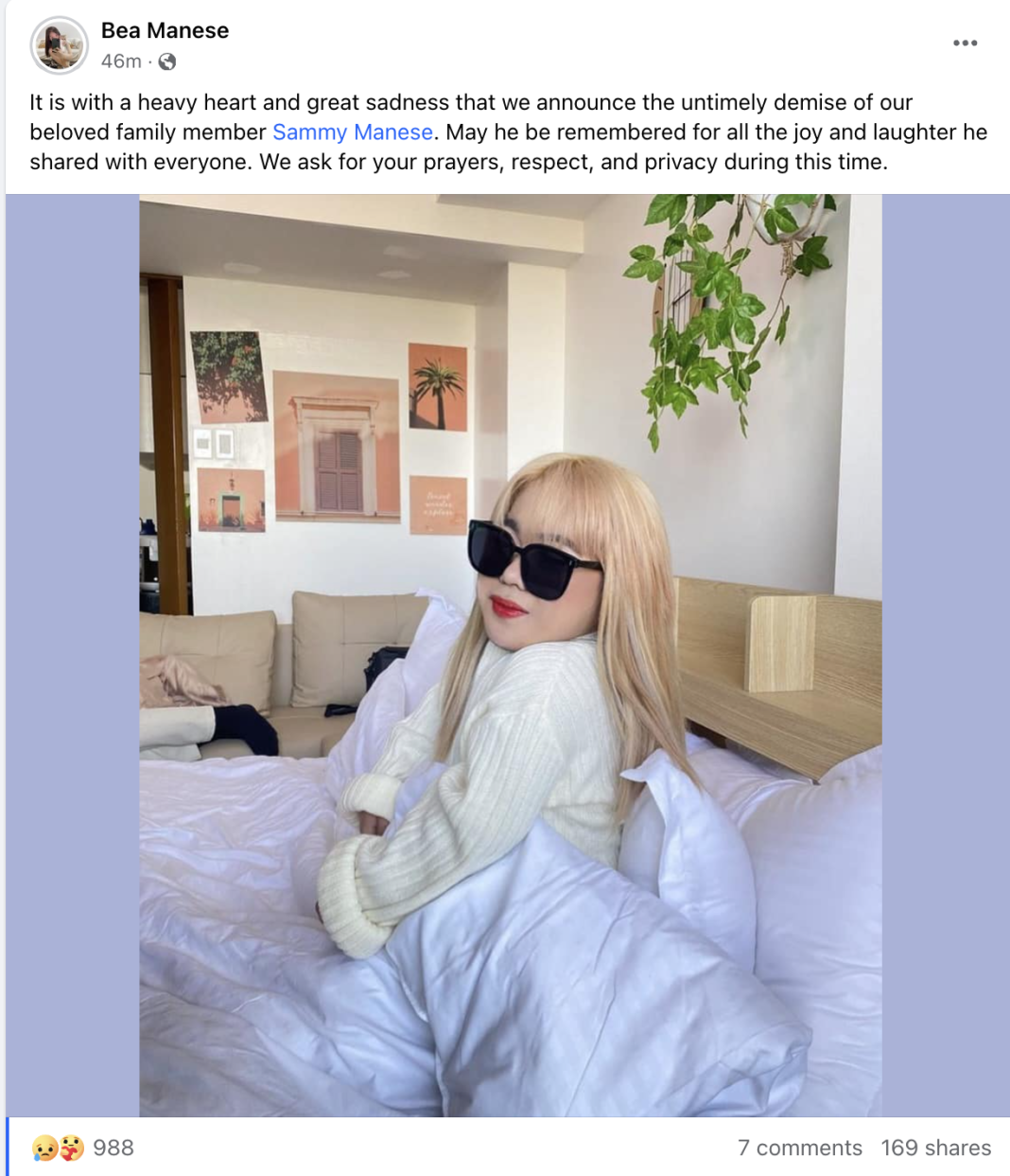 Content creator na si Sammy Manese pumanaw na