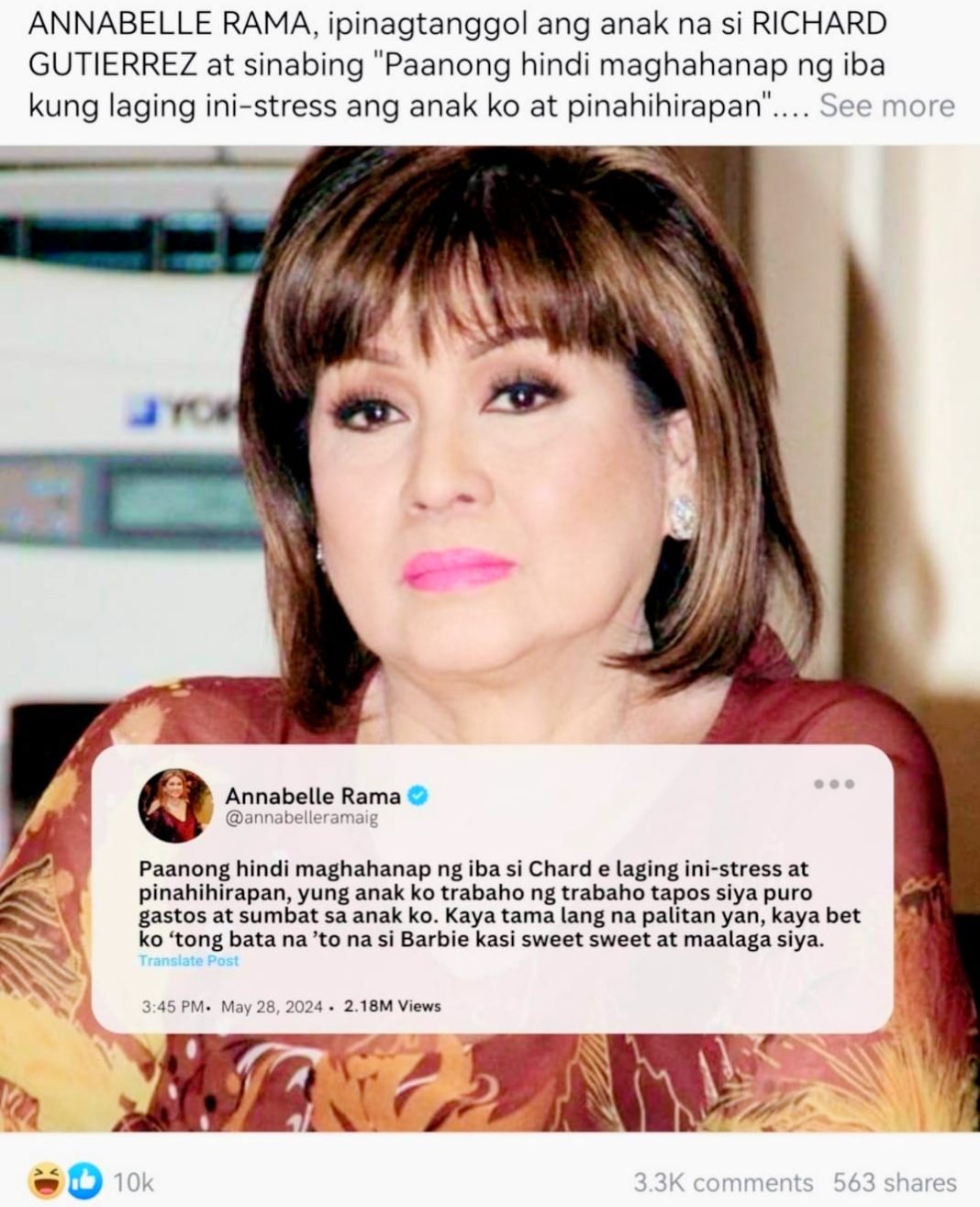 Annabelle Rama, hindi umano kakalabanin si 'Barbie' kundi si 'Chuckie'